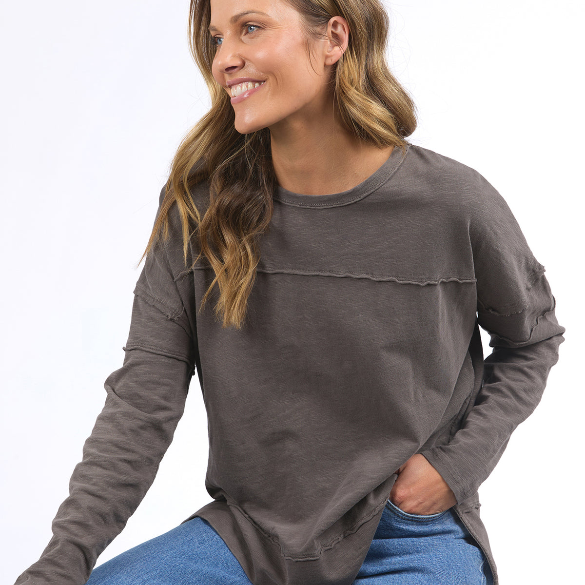 Jayne Throw On Top Stone Grey – Foxwood Clothing