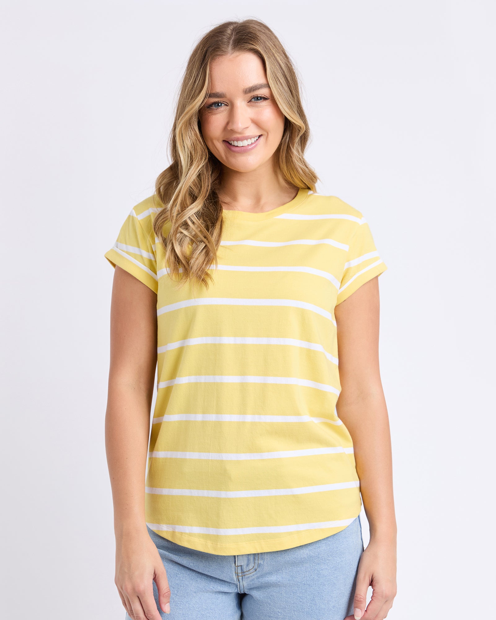 Manly Stripe Tee Sunshine / Wht Str – Foxwood Clothing