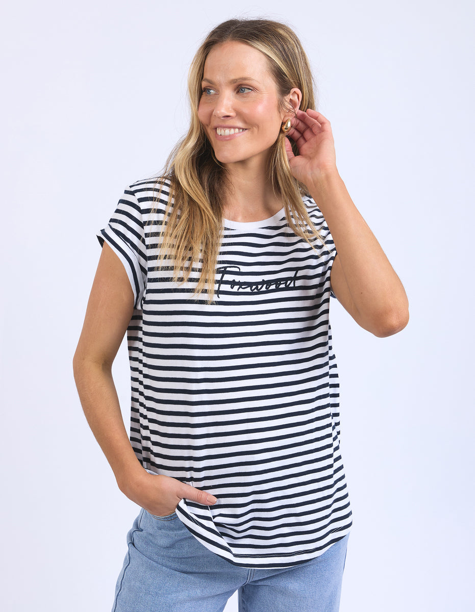 Signature Stripe Tee Dark Sapphire/Wht St – Foxwood Clothing