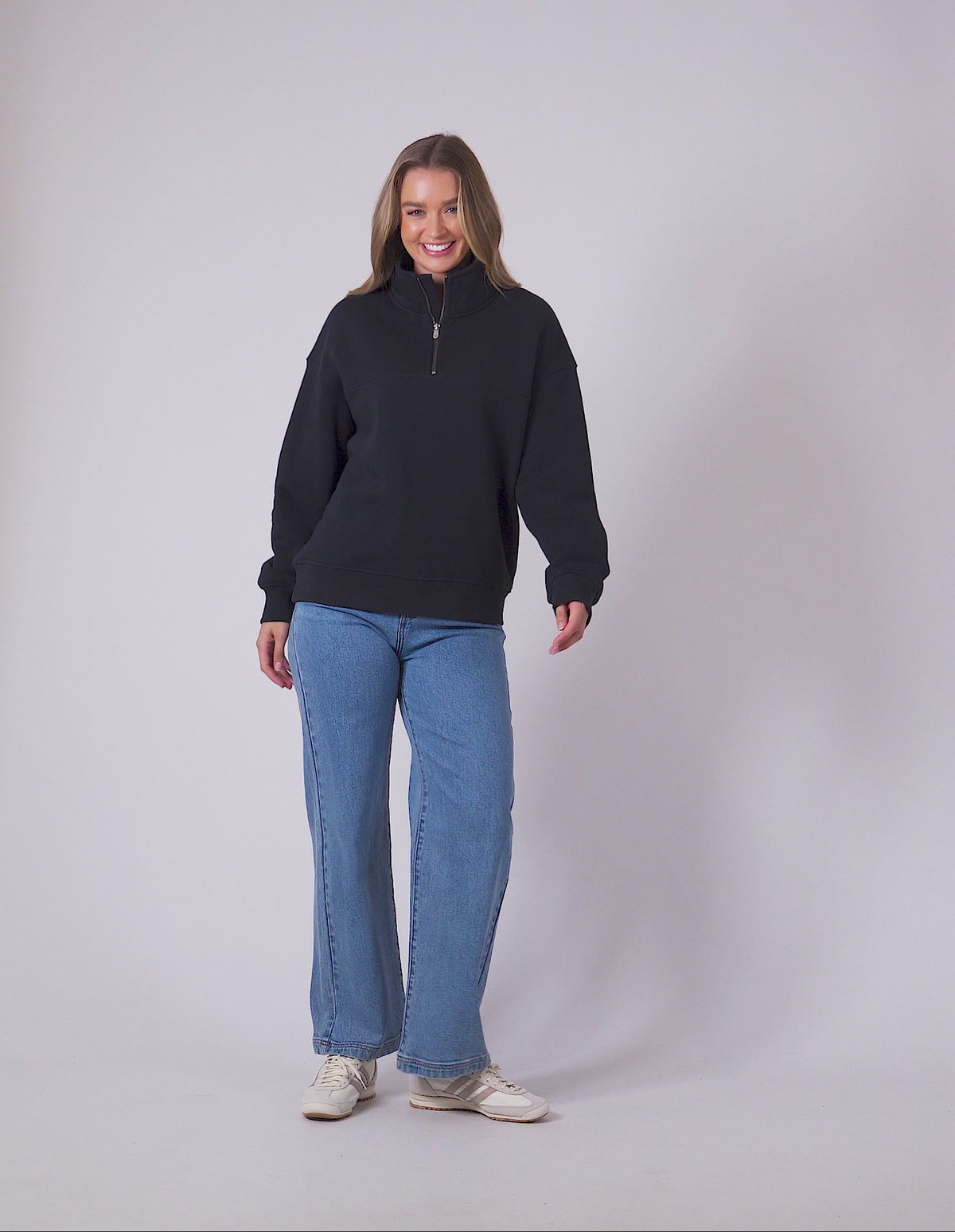 College Zip Crew Black On Black Foxwood Clothing
